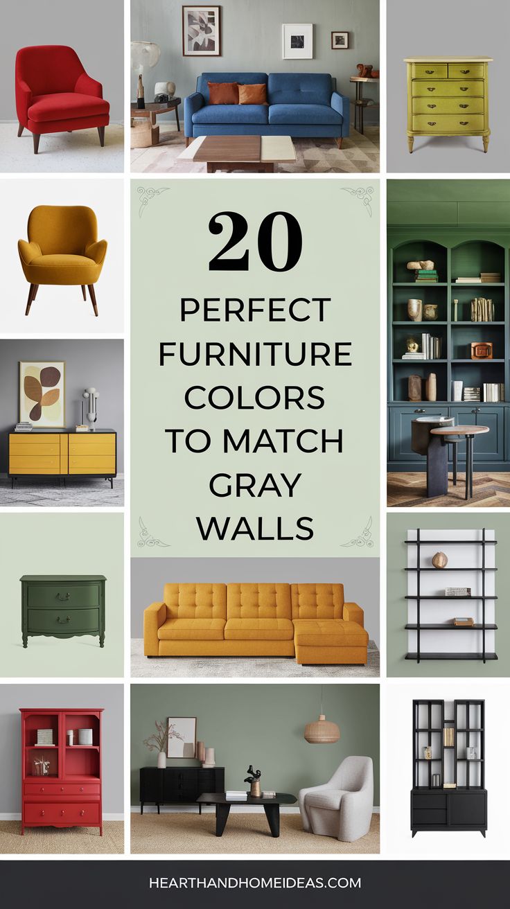 20 Perfect Furniture Colors to Match Gray Walls - Hearth And Home Ideas